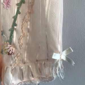 Vintage | Tops | Vintage Pale Pink Blouse Embroidered Ribbon Ruffle ...